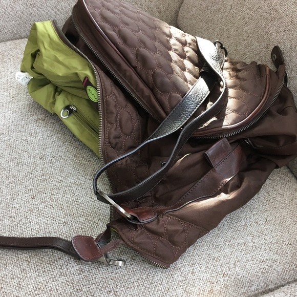 Mosey | Bags | Unique Mosey Brown Nylon Bag Folds Into Itself | Poshmark